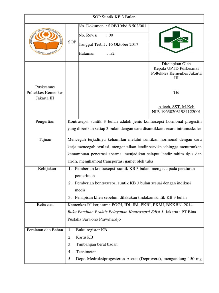 Sop Suntik KB 3 Bulan Fix | PDF