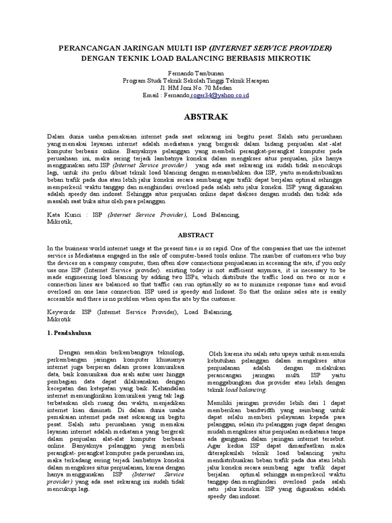 Multi ISP Load Balancing Mikrotik | PDF | Komputer | Teknologi & Rekayasa