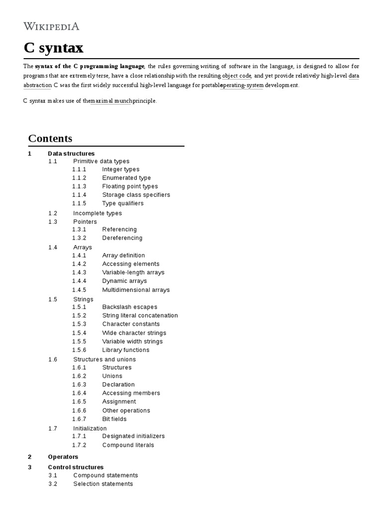 C Syntax 1 Data Structures Pdf Pointer Computer Programming C