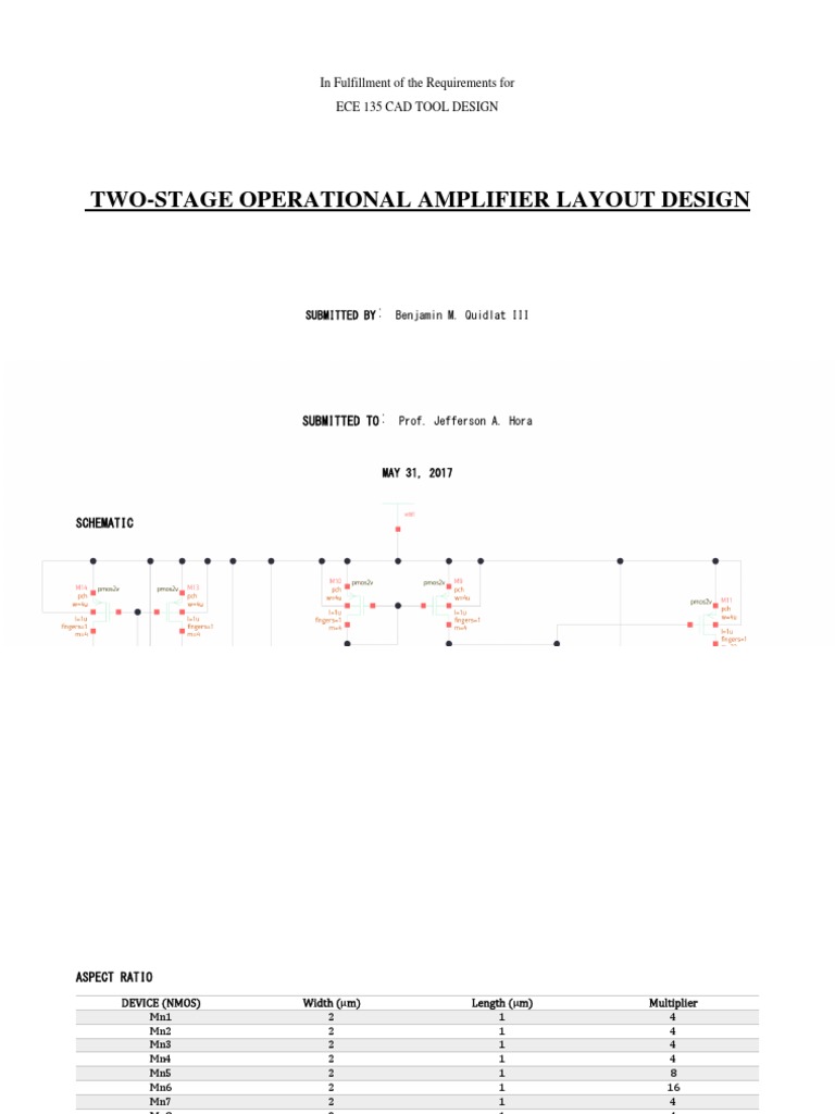 Two-Stage Operational Amplifier Layout Design: in Fulfillment of The ...