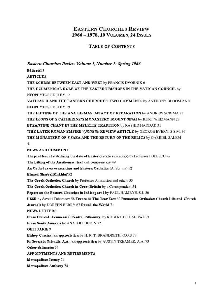 Ecr 1966-1978 Toc | PDF | Russian Orthodox Church | Ecumenism