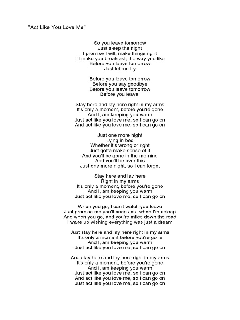 Act Like You Love Me | PDF