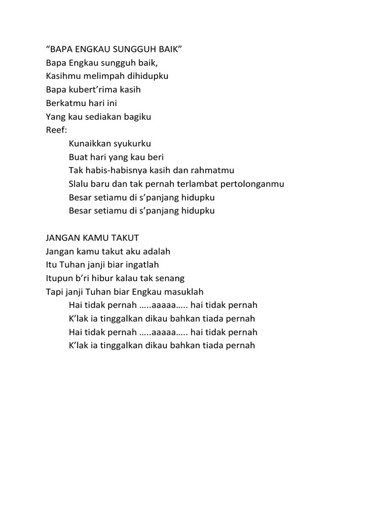 Bapa Engkau Sungguh Baik | PDF
