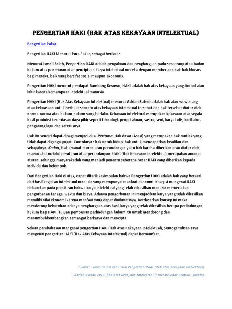Pengertian HAKI | PDF
