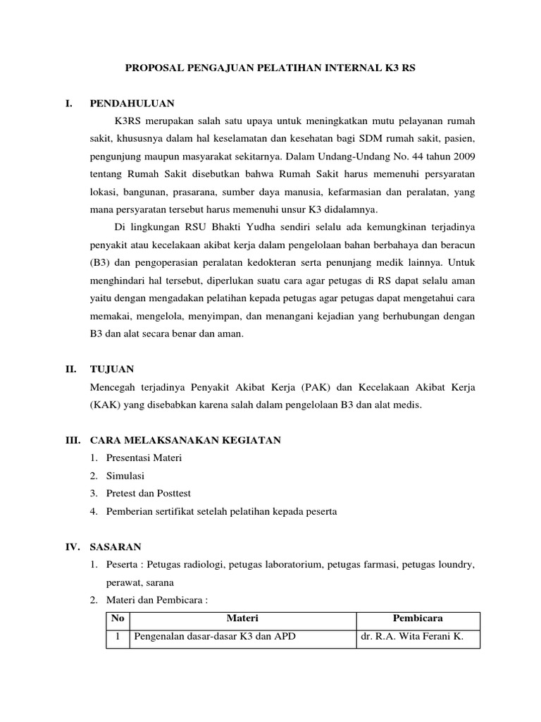 Proposal Pengajuan Pelatihan k3 | PDF