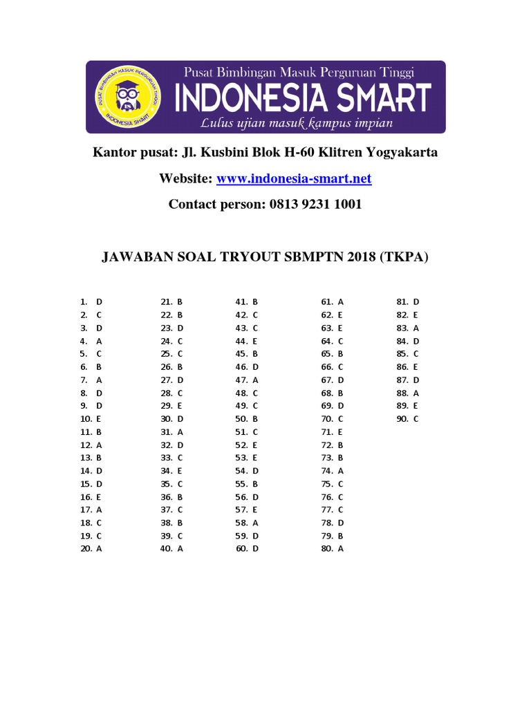 Jawaban Tryout Online Tkpa | PDF