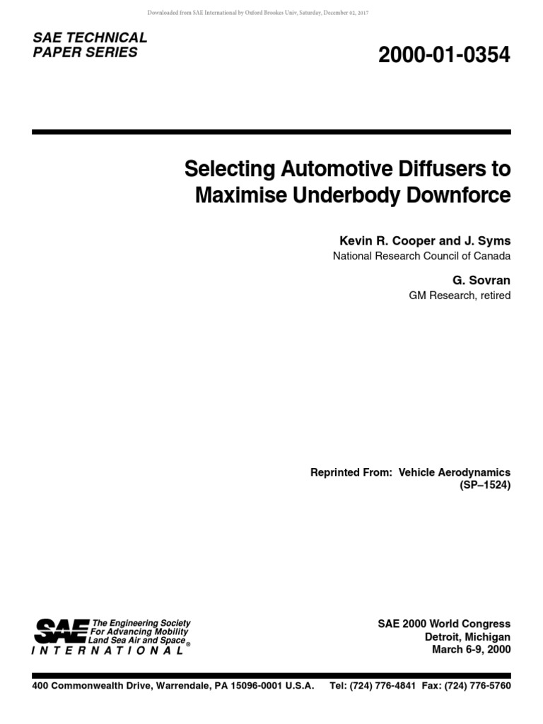 Sae Technical Paper Series: Kevin R. Cooper and J. Syms | PDF | Fluid ...