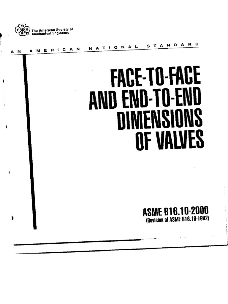 Face-To-face and End-To-End Dimensions of Valves Asme b16 | Mechanical ...