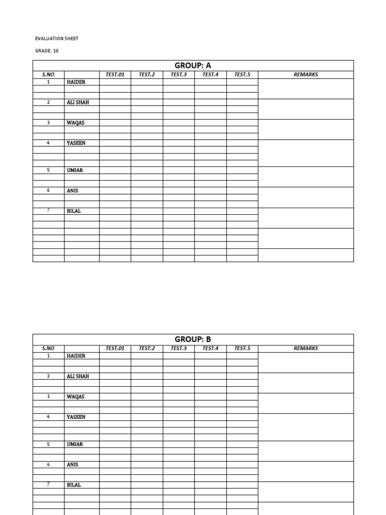 Group: A: S.No TEST.01 TEST.2 TEST.3 TEST.4 TEST.5 Remarks | PDF