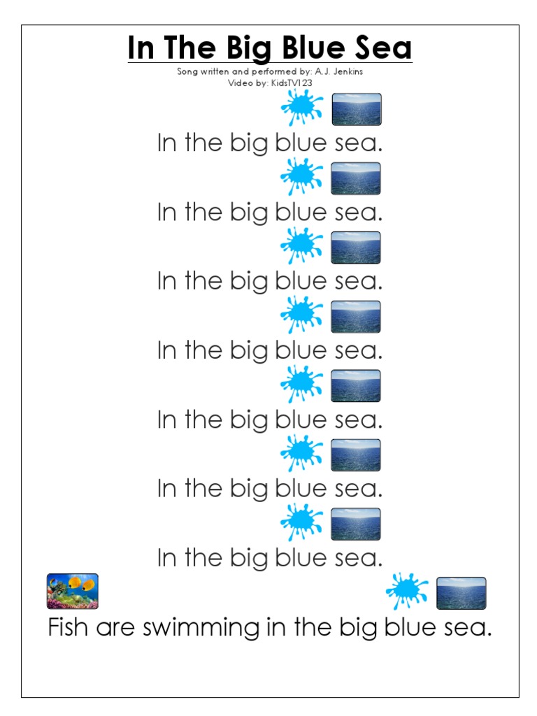 Big Blue Sea Song for Kids | PDF