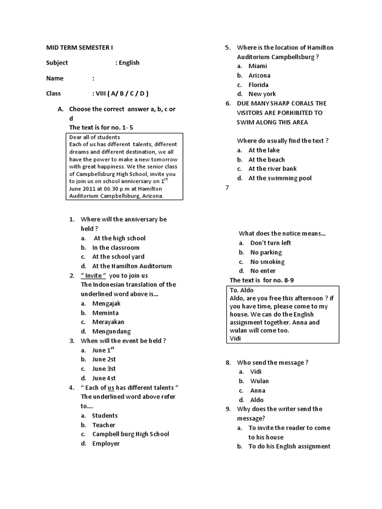 Contoh Soal PTS | PDF