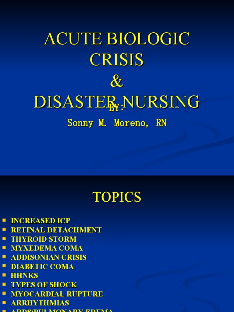 Acute Biologic Crisis & Disaster Nursing | PDF | Lung | Heart