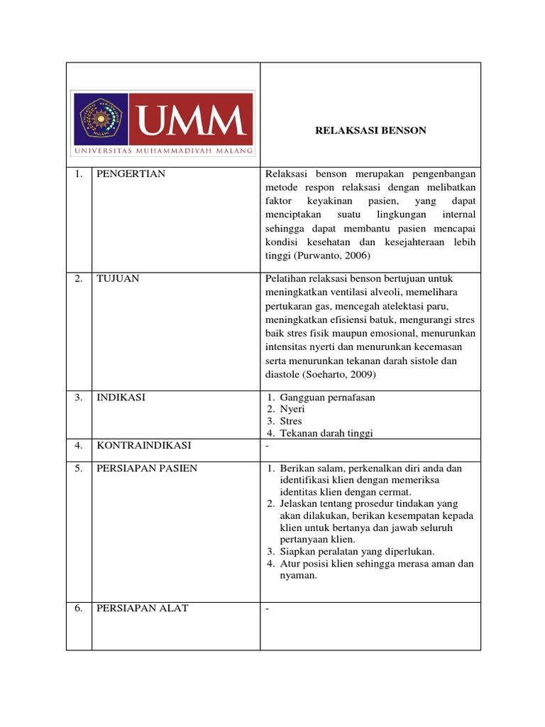 MENGENAL TEKNIK RELAKSASI BENSON | PDF