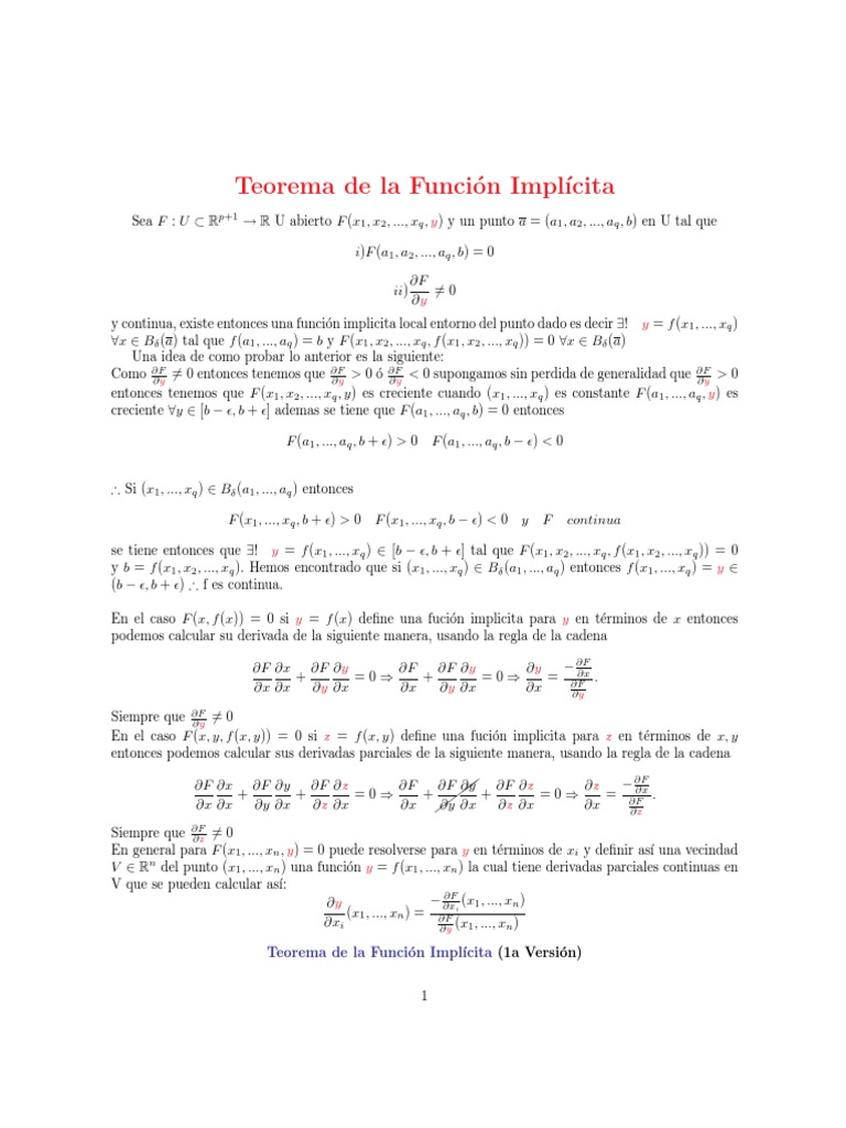 Teorema de La Funcion Implicita - F | PDF | Derivado | Esfera
