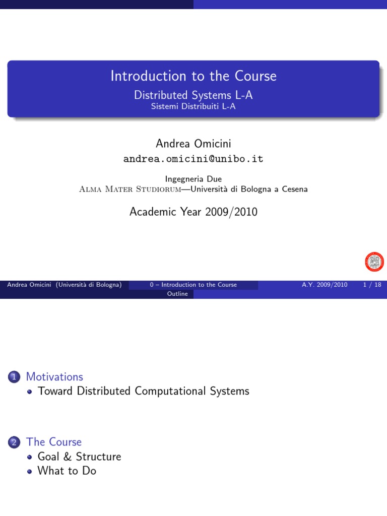 Introduction To The Course: Distributed Systems L-A | PDF | Distributed ...