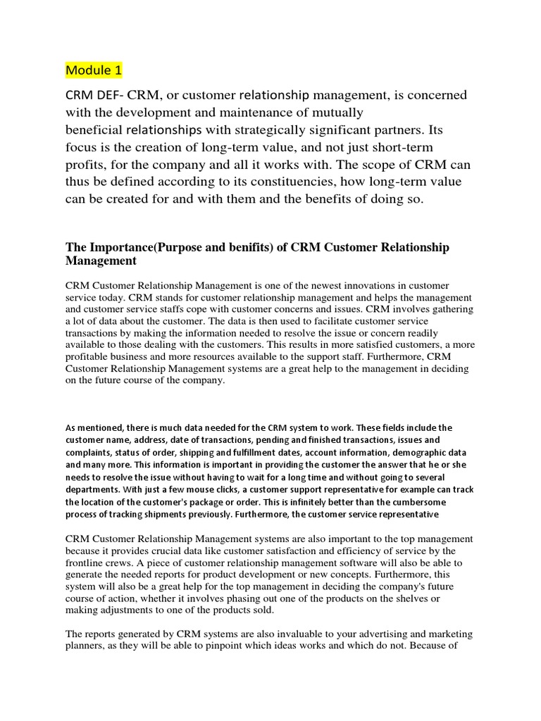 CRM Notes | PDF | Customer Relationship Management | Sales