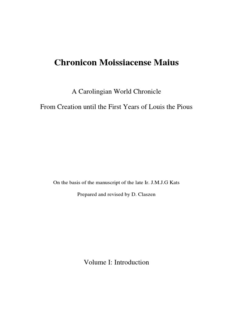 Chronicon Moissiacense Maius Introduction | PDF | Charlemagne | Books