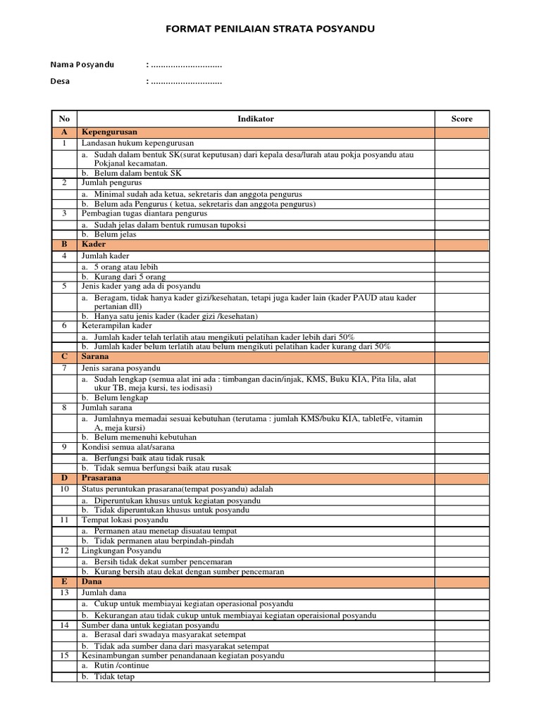 Format Pendataan Posyandu | PDF