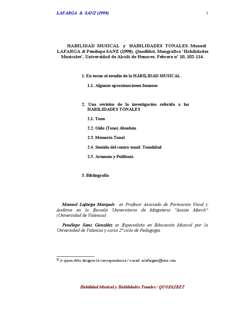 HABILIDAD MUSICAL y HABILIDADES TONALES PDF | PDF | Armonía | Acorde ...