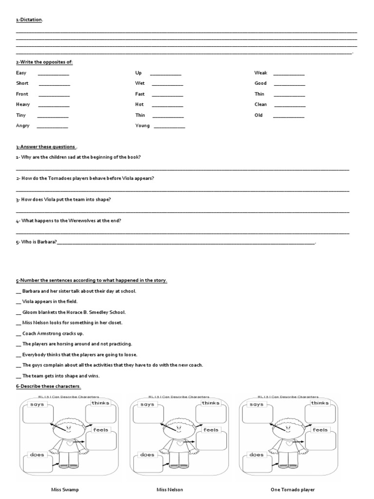 Miss Nelson Has A Field Day Test | PDF