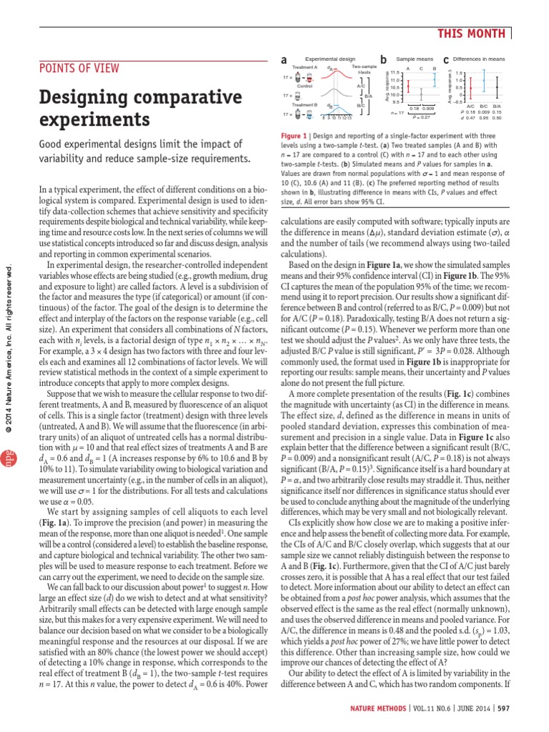 Designing Comparative Experiments: Points of View | PDF | Student's T ...
