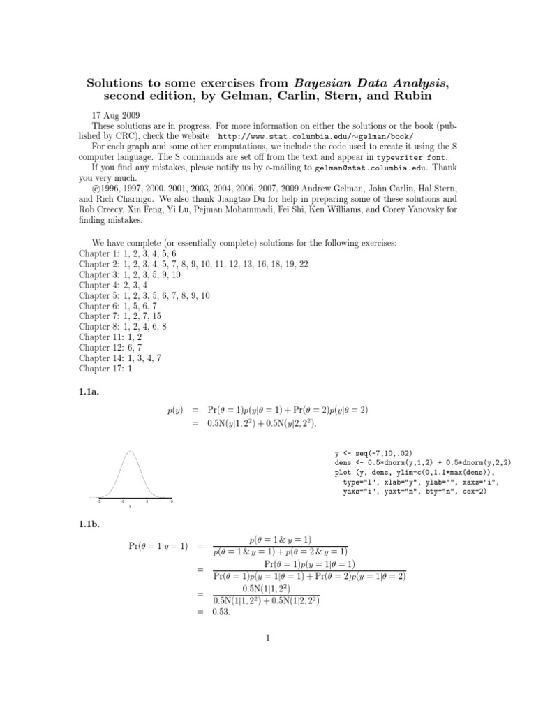 Bayesian Data Analysis Exercise Solutions | PDF | Poisson Distribution ...