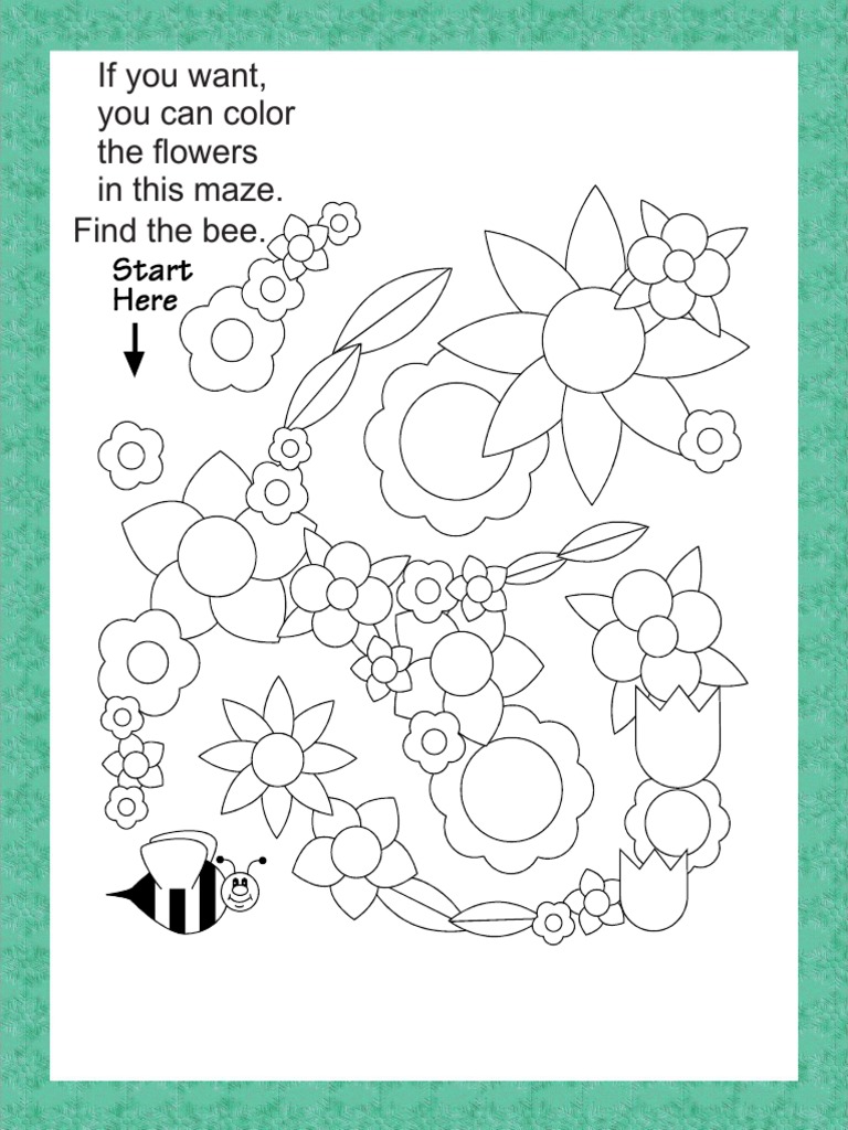 If You Want, You Can Color The Flowers in This Maze. Find The Bee | PDF