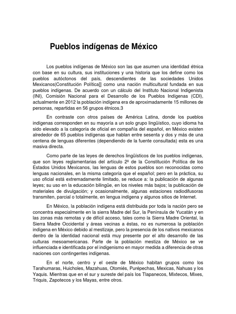 Pueblos Indígenas de México | PDF | México | Idiomas