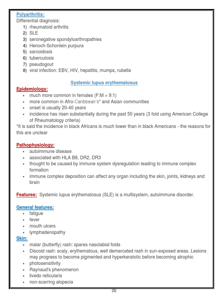 0009 Rheumatology Notes 2015.pdf | Systemic Lupus Erythematosus ...