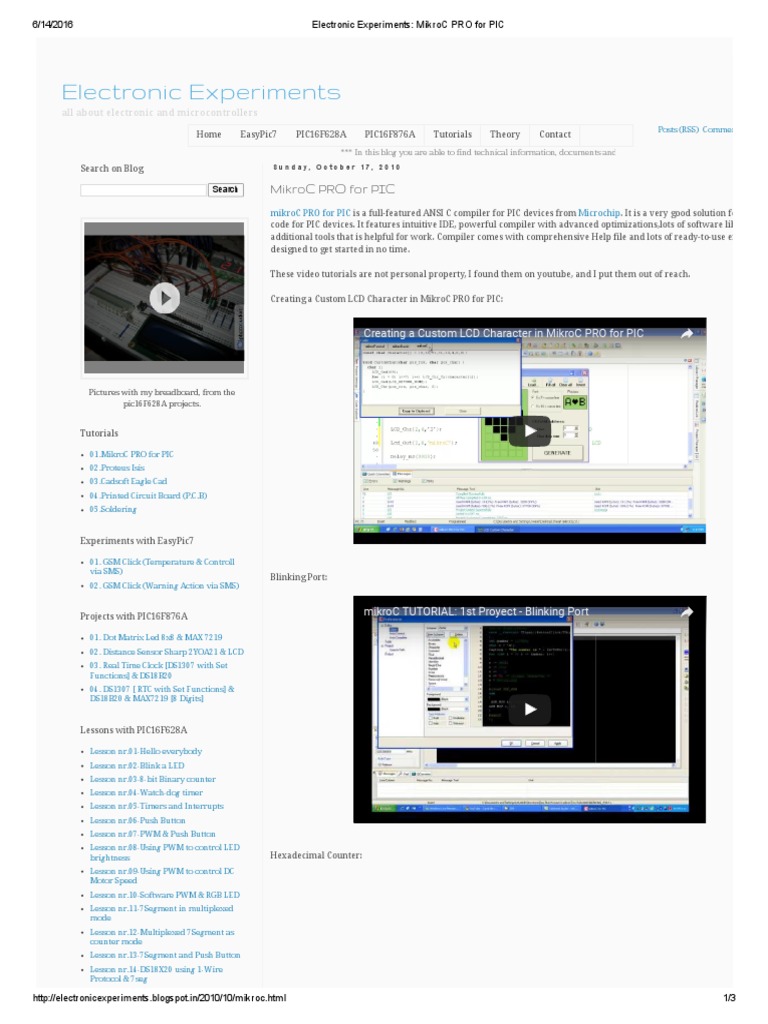 Electronic Experiments - MikroC PRO For PIC | Download Free PDF ...