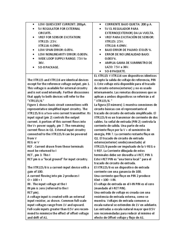 Circuito del XTR115: Transmisor de Corriente | PDF | Circuitos ...