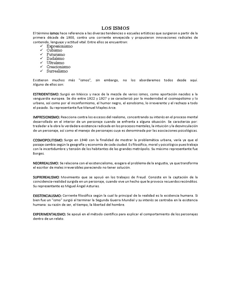 Los Ismos | PDF | Vanguardia | Movimientos filosóficos