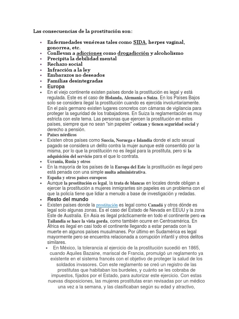 Las Consecuencias De La Prostitución Pdf Prostitución Viajes Por