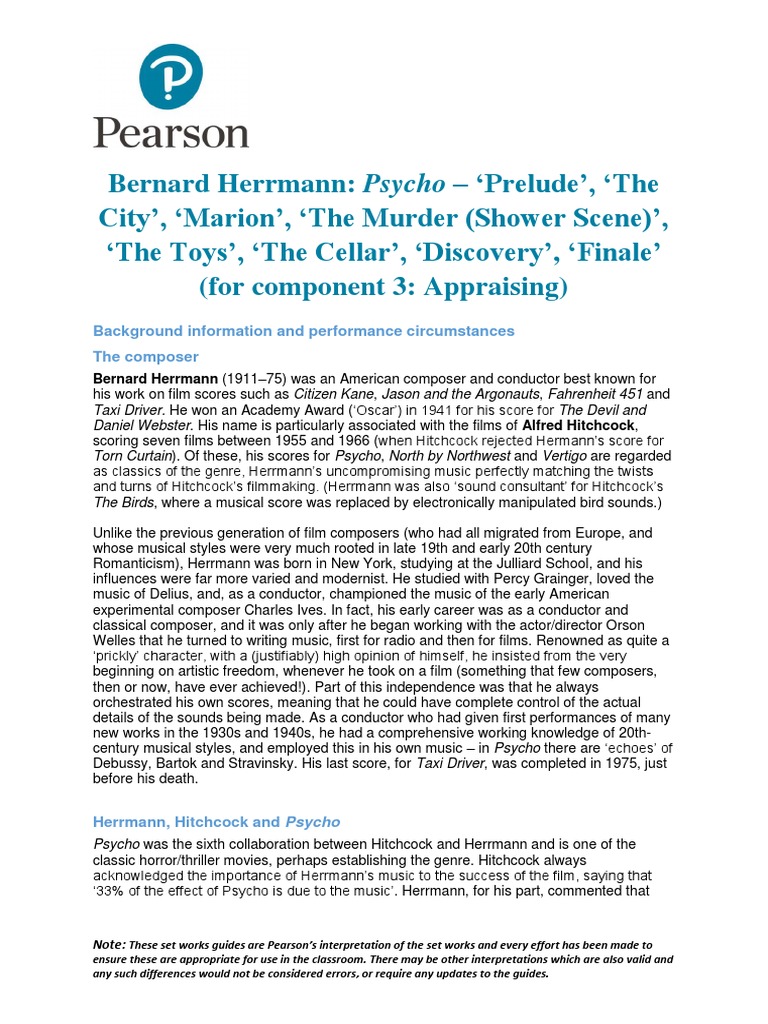 Bernard Herrmann's Psycho Film Score Guide | PDF | Chord (Music) | Harmony