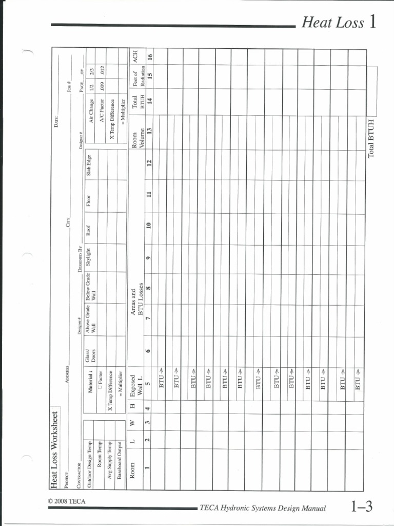 Hydronic Heat Loss Tables & Charts | PDF