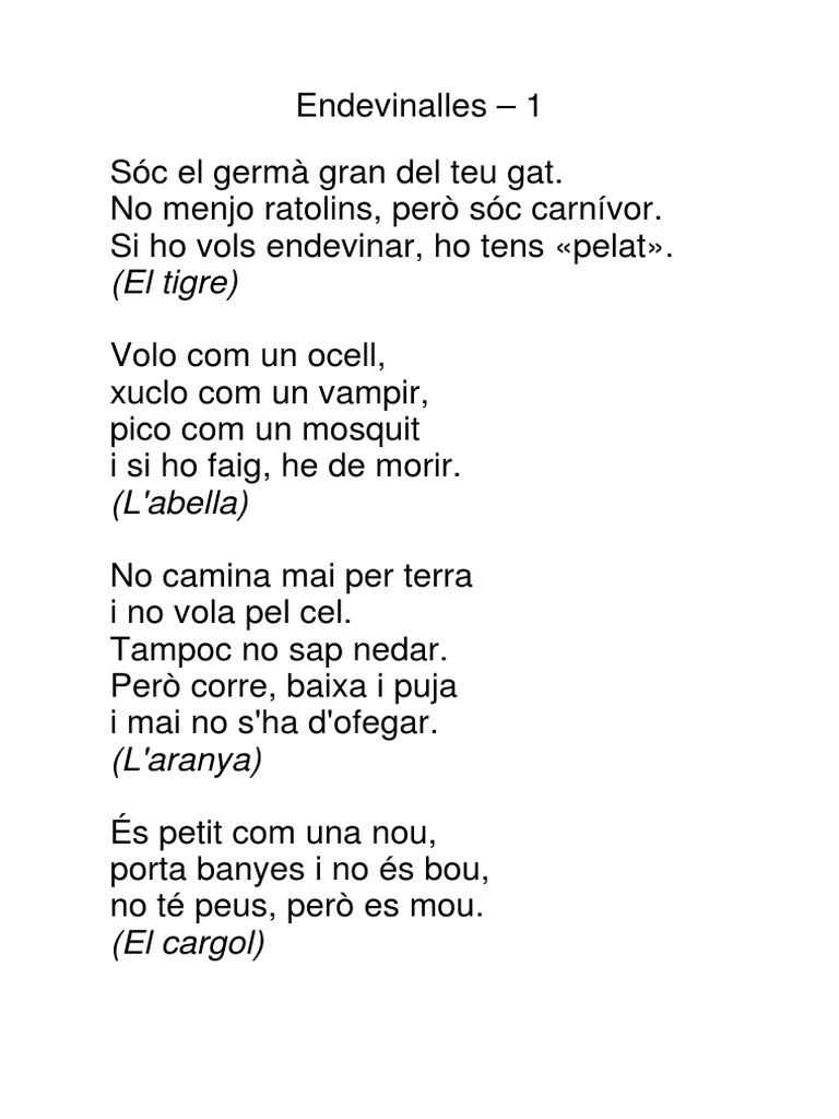 Endevinalles Projecte Xerrem | PDF