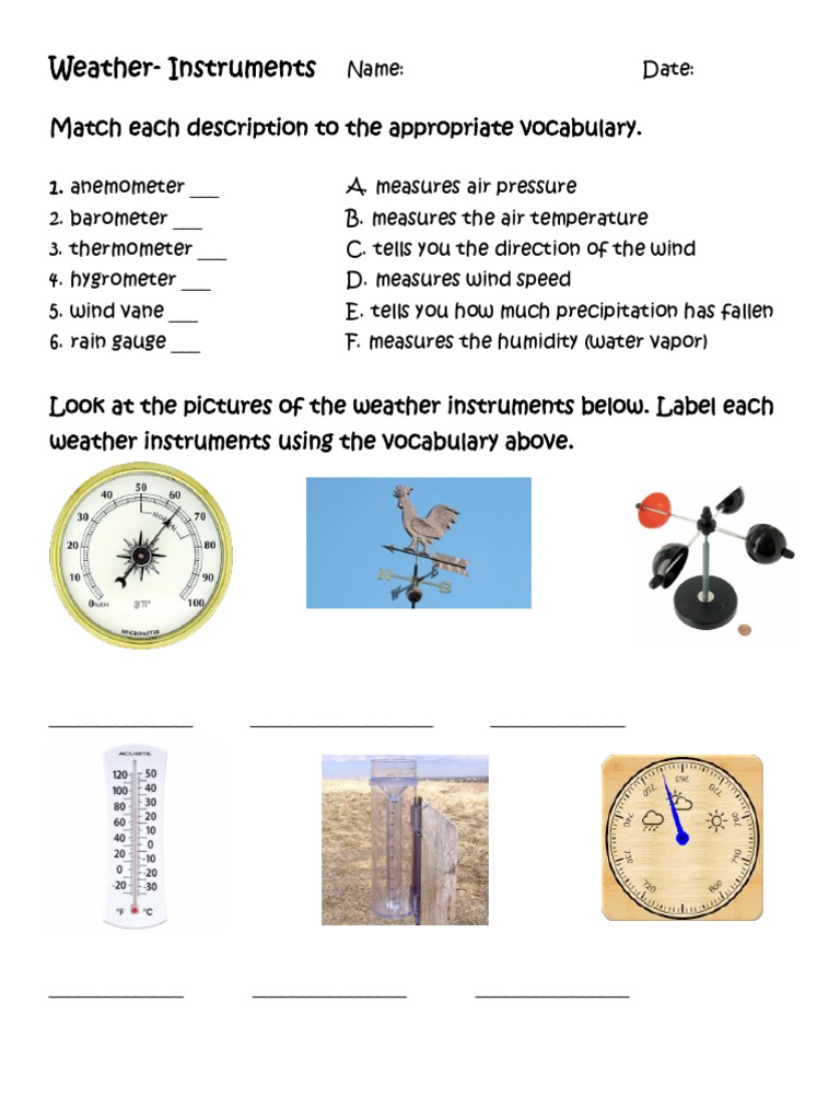 Weather Worksheets For Lesson 3 | PDF