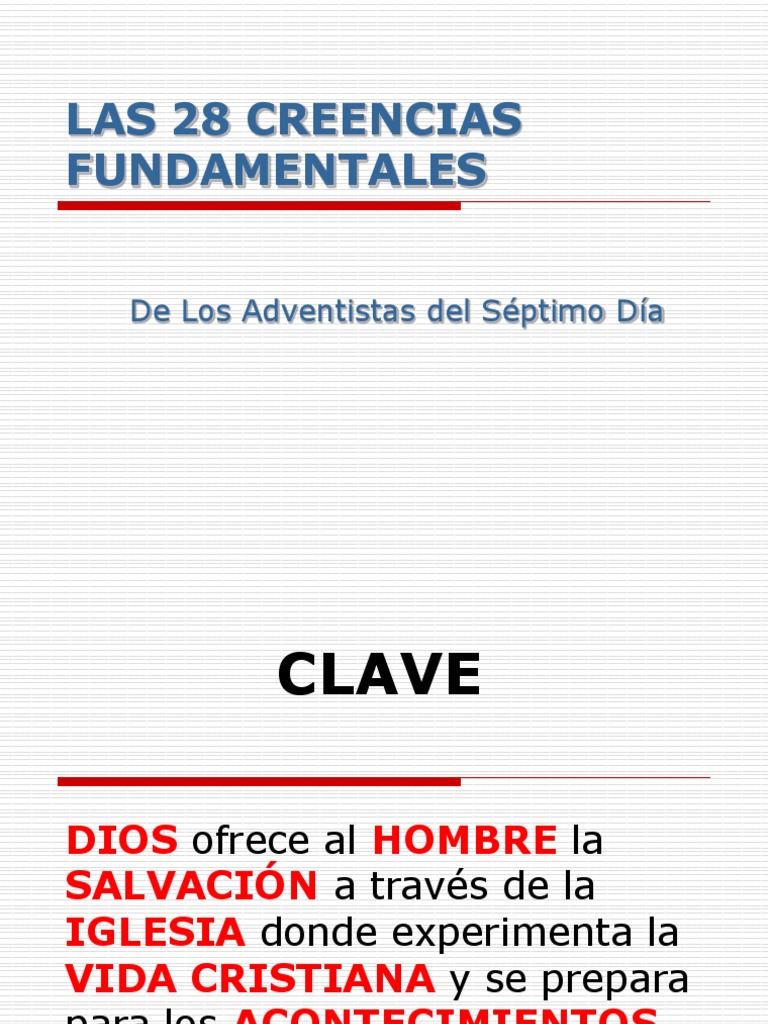 Las 28 Creencias Fundamentales | PDF | Cristo (título) | Dios en el cristianismo