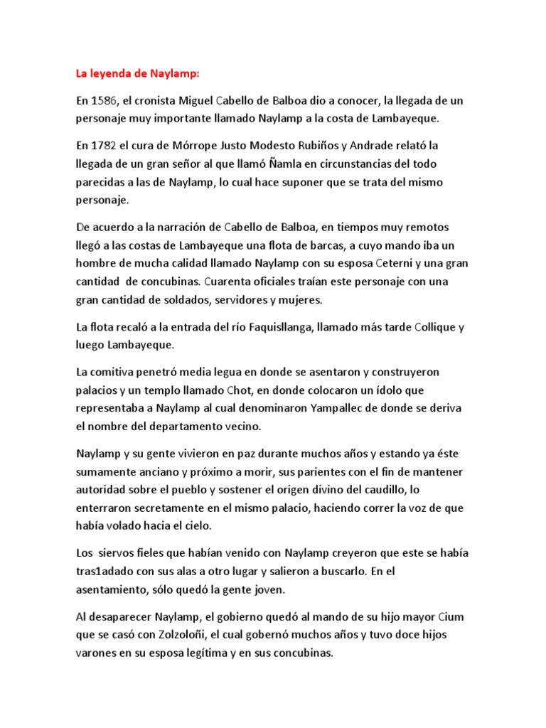La Leyenda de Naylamp | PDF | Solomons | Religión y creencia