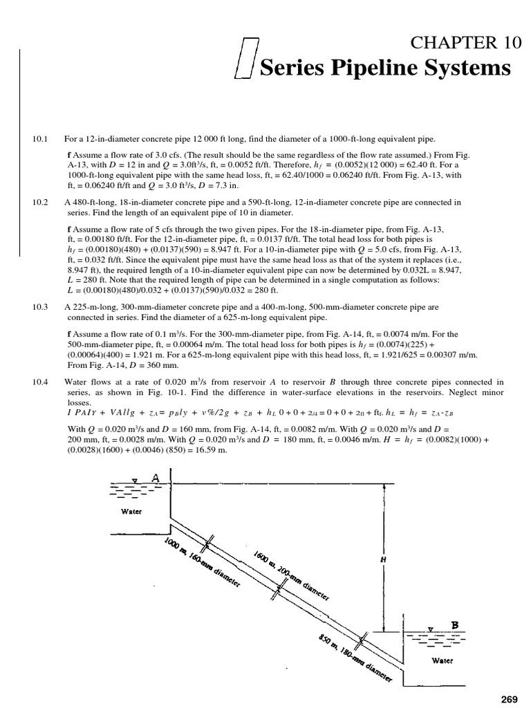 Chapter 10 Series Pipeline Systems | PDF | Foot (Unit) | Hydraulics