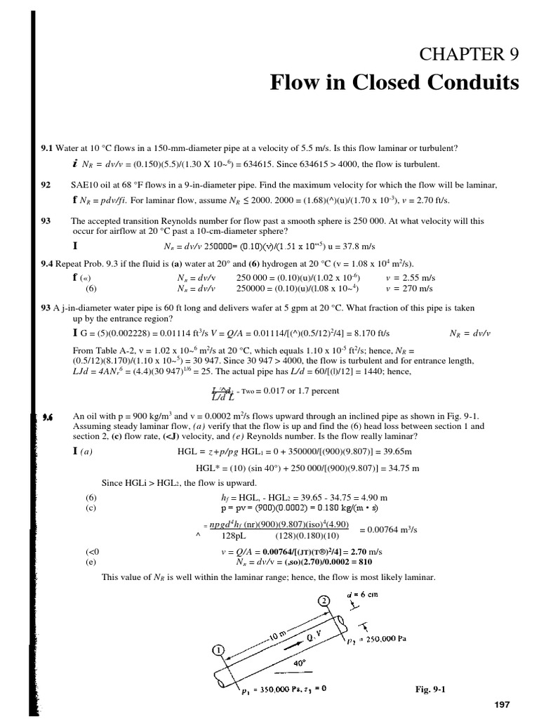 Chapter 9 Flow in Closed Conduits | PDF | Reynolds Number | Fluid Dynamics
