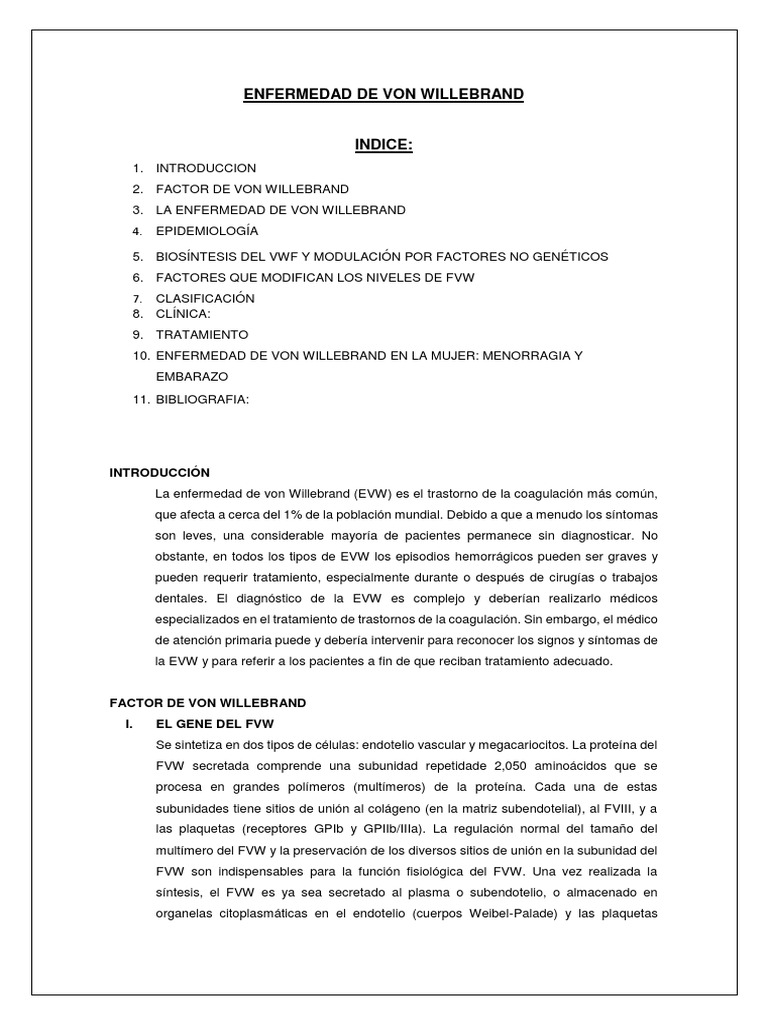 Enfermedad de Von Willebrand | PDF | Plaqueta | Coagulación