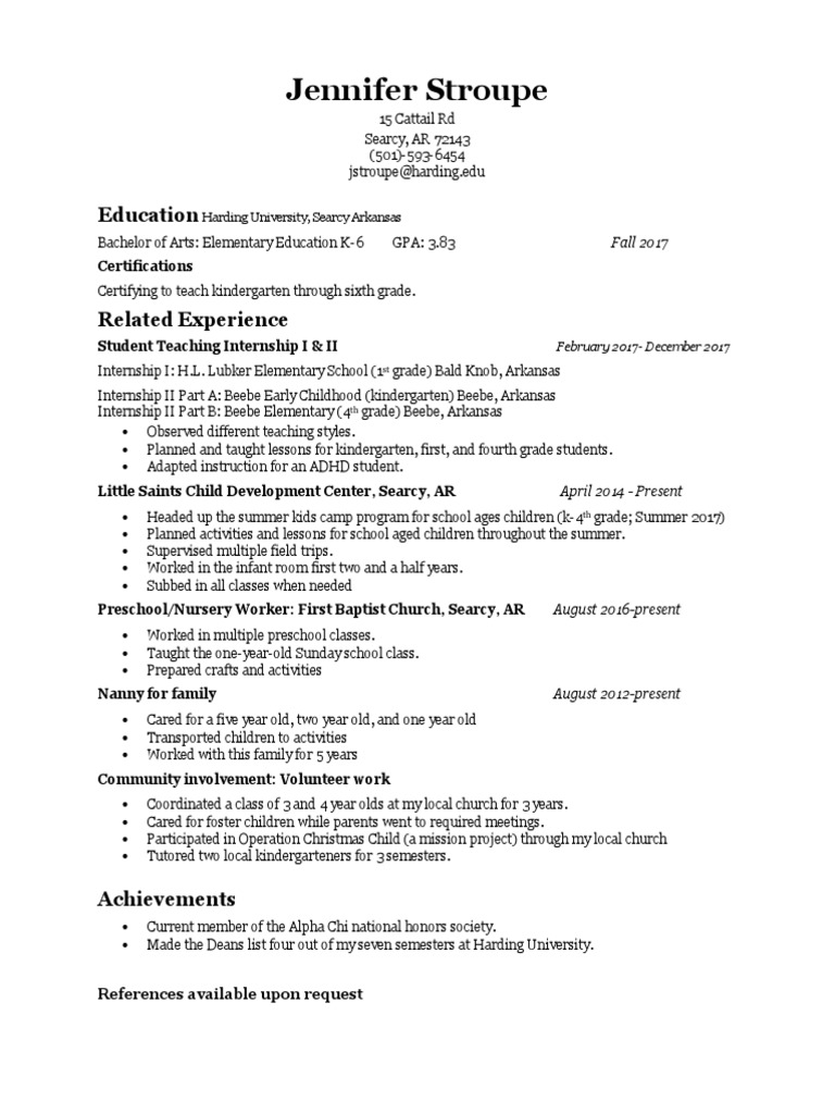 Teaching Resume 2017 | PDF