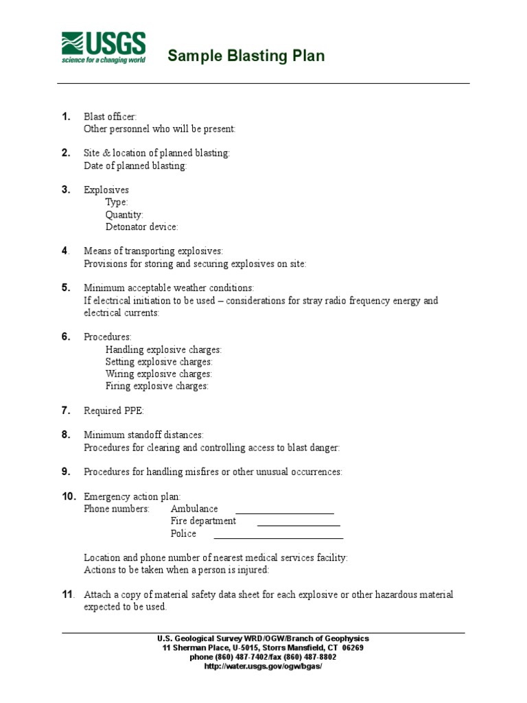 Comprehensive Blasting Plan Template | PDF