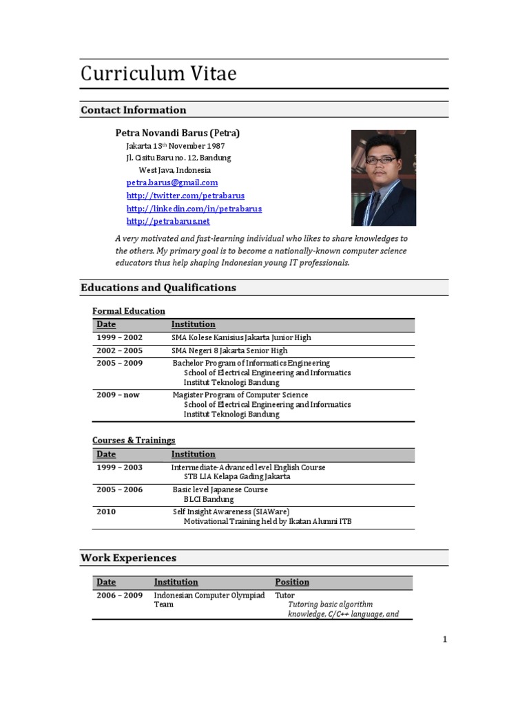 Curriculum Vitae | PDF | Net Beans | Applications & Software
