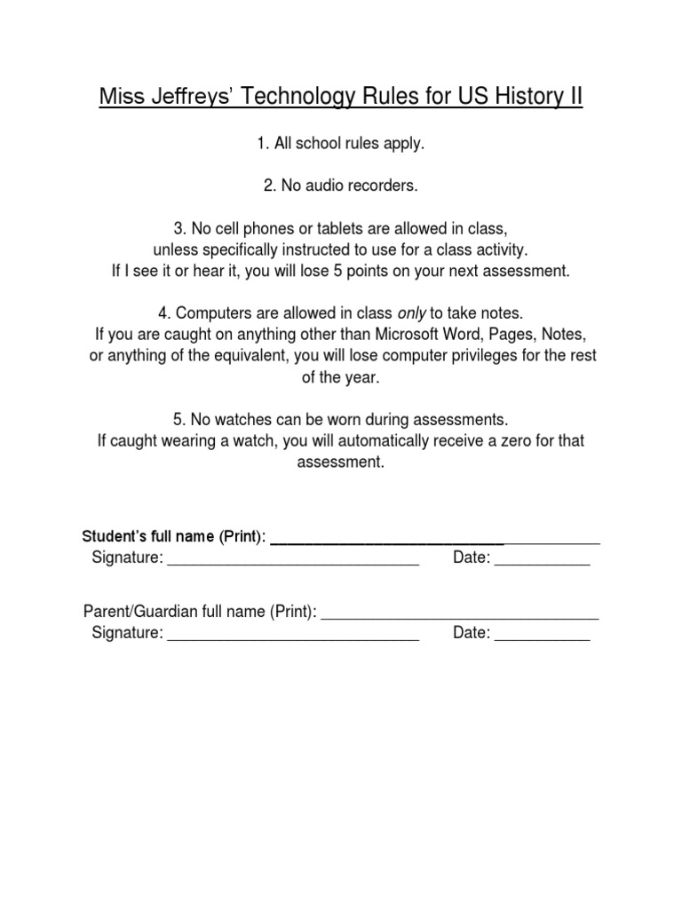 Classroom Tech Rules | PDF