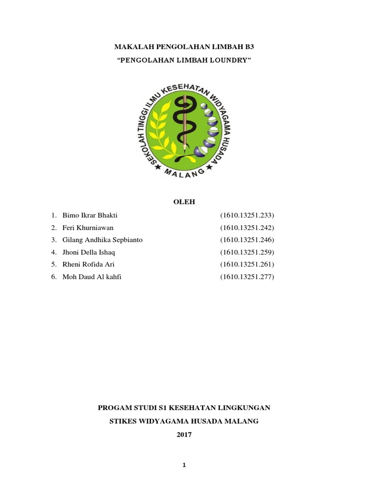 Makalah Pengolahan Limbah b3 Loundry | PDF