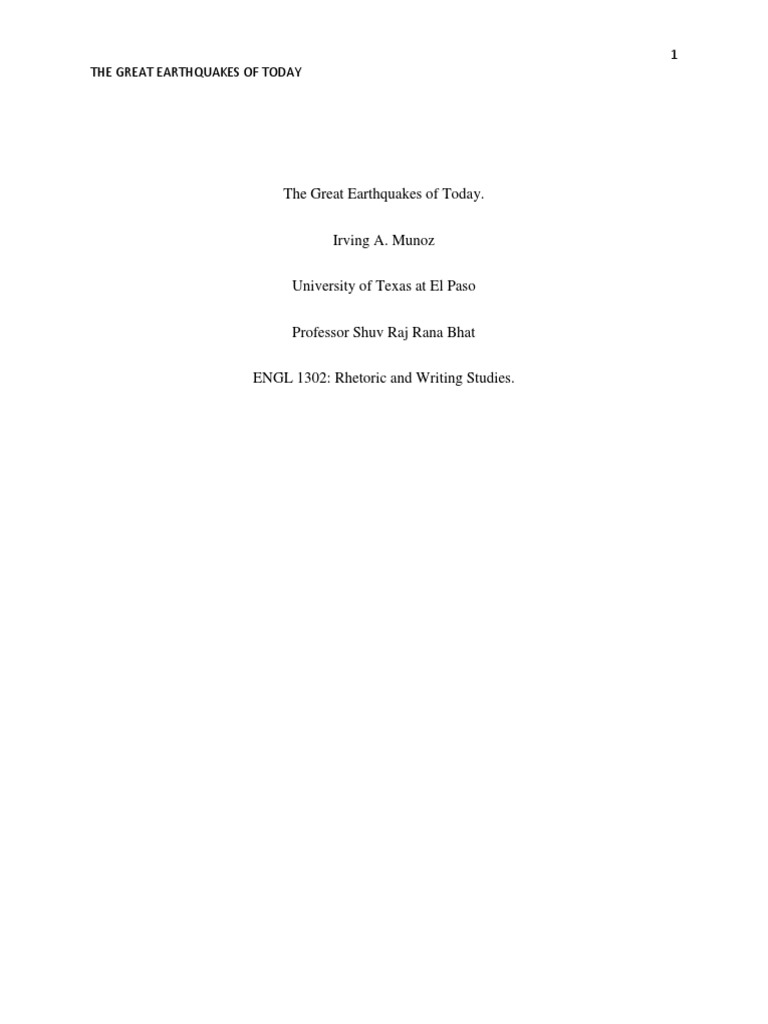 Genre Analysis Final Draft | PDF | Earthquakes | Natural Disasters