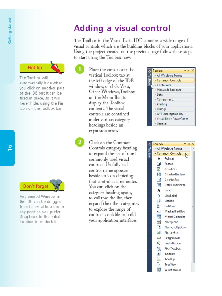 HowtoAddaVisualControlinVisualBasic - PDF 2 PDF | PDF | Point And Click | Button (Computing)