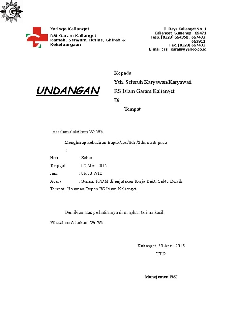 Undangan Senam Dan Sabtu Bersih | PDF